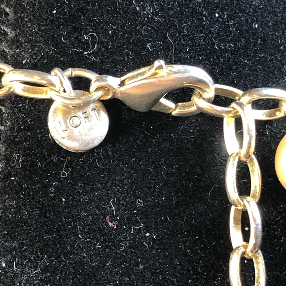 LOFT | Jewelry | Loft Beaded Necklace Bronze Cream Gold Tone Chain ...